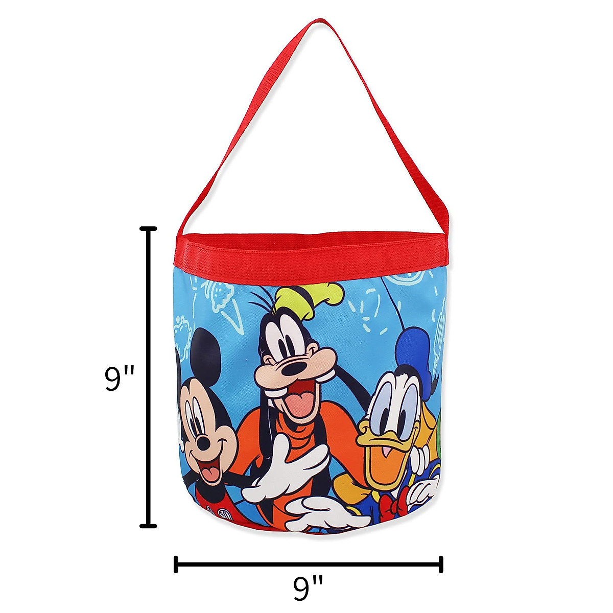 Mickey and Friends Collapsible Nylon Basket Bucket Tote Bag (One Size, Blue)