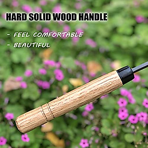 SHANFEEK Japanese Weeding Sickle Hoe Gardening Tools 13-Inch Weed Remover Tool High-Carbon Steel One-Piece Molding with Hard Solid Wood Handle(Snake-Necked)