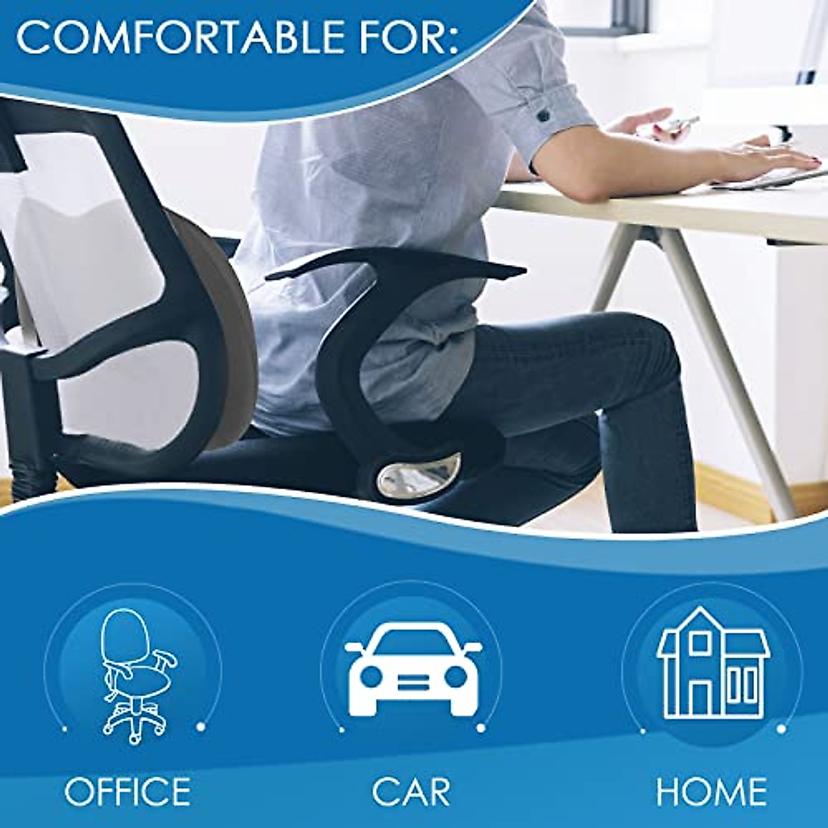 Achiou Lumbar Support Pillow for Office Chair Car Seat Orthopedic Chair, Memory Foam Pad and Back Cushion for Back Pain Relief, Versatile Use Supportive Cushion with Breathable 3D Mesh