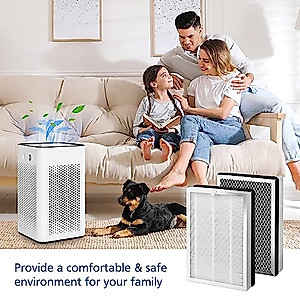 4 PACK MA-25 Replacement Filters Compatible with Medify MA-25 Air Purifier, 3-in-1 Pre-Filters, H13 True HEPA and Activated Carbon Filter for Wildfire Smoke, Pet Dander, Dust, Odors, Pollen