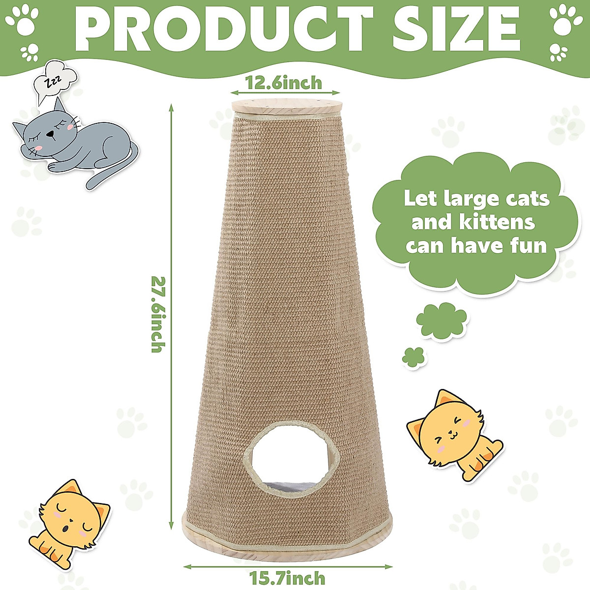 ROYALAY Tall Cat Scratching Posts for Indoor Cats, Premium Sisal Rope Scratch Posts for Kitten and Adult Cats, Scratcher Post Tree Kitten Interactive Toy to Protect Your Furniture for Cats at All Ages