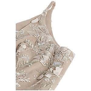 Dress the Population Women's Sidney 3D Floral PLUNGIN Long Illusion Gown Dress, Pink Floral, XL