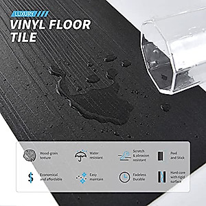 Art3d 36-pack 54 Sq.ft Peel and Stick Floor Tiles Vinyl Plank Flooring Wood Look, Adhesive and Waterproof Tile Sticker for Bedroom, Living Room, Kitchen, RV in Black