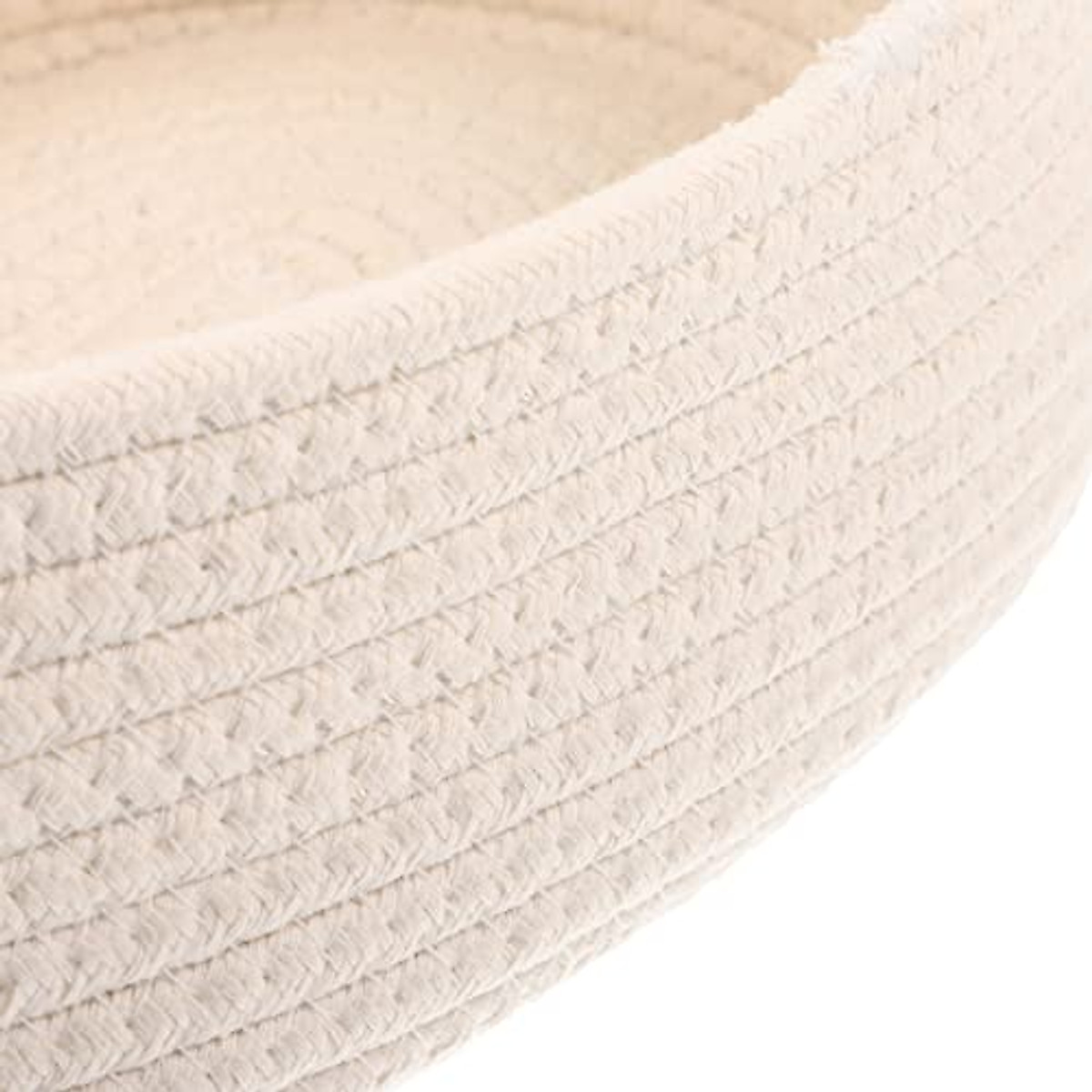DECHOUS Woven Basket Cotton Rope Storage Basket Hand Woven Desktop Storage Container Decorative Basket Cotton Organizer Bins with Handle for Clothes Toys Candy Food Towels Woven Baskets