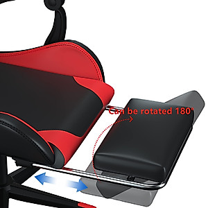SAYDSI Gaming Chair Computer Chair Leather High Back Chair Racing Executive Ergonomic Office Chair with Height Adjustment, Footrest，Headrest and Lumbar Support Sports Swivel Chair(Red)