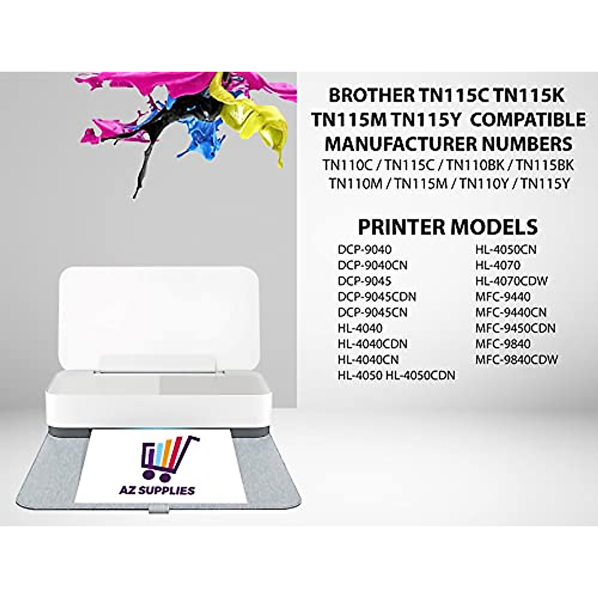 AZ Remanufactured Toner Cartridge Set Replacement for Brother TN115 Set use in DCP-9040 DCP-9040CN DCP-9045 DCP-9045CDN DCP-9045CN HL-4040 HL-4040CDN (Black, Cyan, Yellow, Magenta, 4-Pack)