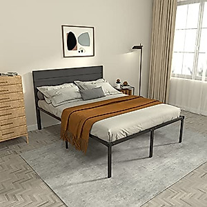 LUKIROYAL King Bed Frames - King Bed Frame No Box Spring Needed - King Size Platform Bed Frame with Safety Rounded Corners, Easy Assembly Bed Fram, Noiseless Storage Space Under, Black