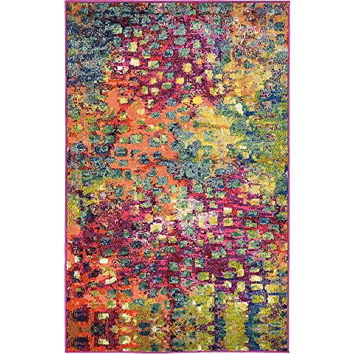 Unique Loom Jardin Collection Colorful, Vibrant, Abstract, Modern Area Rug, 3 ft 3 in x 5 ft 3 in, Multi/Blue