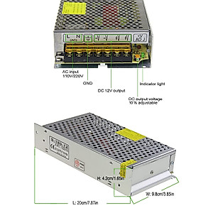 12V 15A 180W Power Supply Transformer Regulated Switch Power Adapter AC 110V 220V to DC 12 Volt 15amp 10A 9A 8A 7A 6A 5A 1A Converter LED Driver 2 Output Ports for LED Light 3D Printer CCTV Camera…