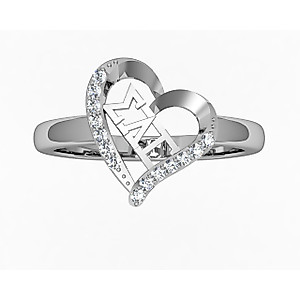 Greek Star Sigma Lambda Gamma Heart Silver Ring