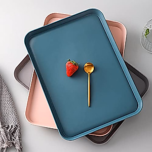 6 Pack 8 x 12 Inch Plastic Trays, Cute Small Pink Grey Blue Trays with 2”Wall, Decorative Food Serving Tray, Rectangular Flat Trays for Couch, Party, Dining, Picnic, Snack, Appetizer, Halyuhn