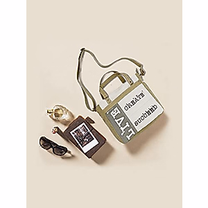 Mona B. Vintage Recycled Upcycled Canvas Life Is Short with Vegan Leather Trim (Tote)