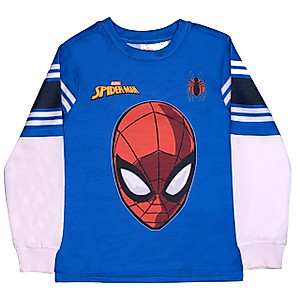 Marvel Superheroes Avengers and Spider-Man 2-Piece Set, Boys Long Sleeve Active Mesh T-Shirt & Pants 2-Pack Bundle Set (Size 5/6, Royal)