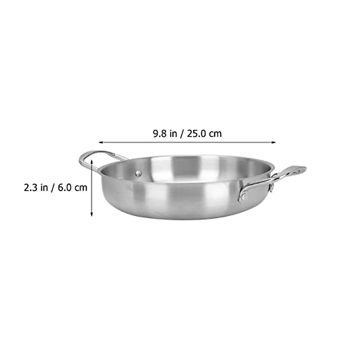 Luxshiny Cast Iron Skillet Stainless Steel Pot, Korean Ramen Pot Seafood Pan Pot with Double Handle for Home Kitchen (24CM) Mixed Rice Pot