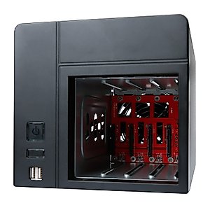 NAS Case 4-Bay K3 Chassis, AUDHEID New Network Storage Server, Compatible Flex PSU Mini-ITX, 4 x 2.5/3.5" Tray, Network Attached Storage Enclosure with 2 Front USB Ports and 1x12cm Chassis Fan