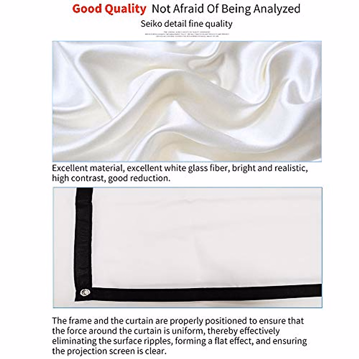 Projector Screen, White Projector Screen, 16:9 No Crease Home Theater Foldable Projection Screen 60"|72"|84"|100"|120"|150"