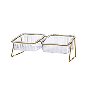 Elevated Cat Bowls, 5.5 inches Food & Water Bowls 15° Tilted Raised Food Feeding Dishes with Iron Stand for Cats and Puppy, with 2 Large Bowl and 4 Anti Slip Feet, Dishwasher Safe