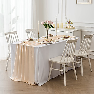 flohar 6Pack 9ft Chiffon Table Runner 14x108 Inch Sheer Romantic Table Runner for Wedding Birthday Party Bridal Shower Outdoor Decoration-Peach