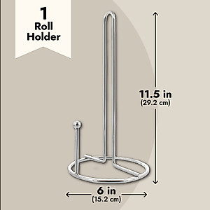 Countertop Paper Towel Holder for Kitchen, Stainless Steel Holder for Modern Home Décor (6 x 12 In)