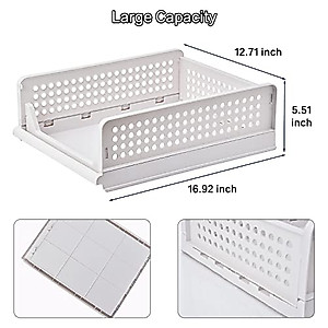 Dollox 4 Pack Folding Wardrobe Storage Boxes Closet Organizers Plastic Clothes Organizer Stackable Plastic Storage Basket for Home Clothing Storage