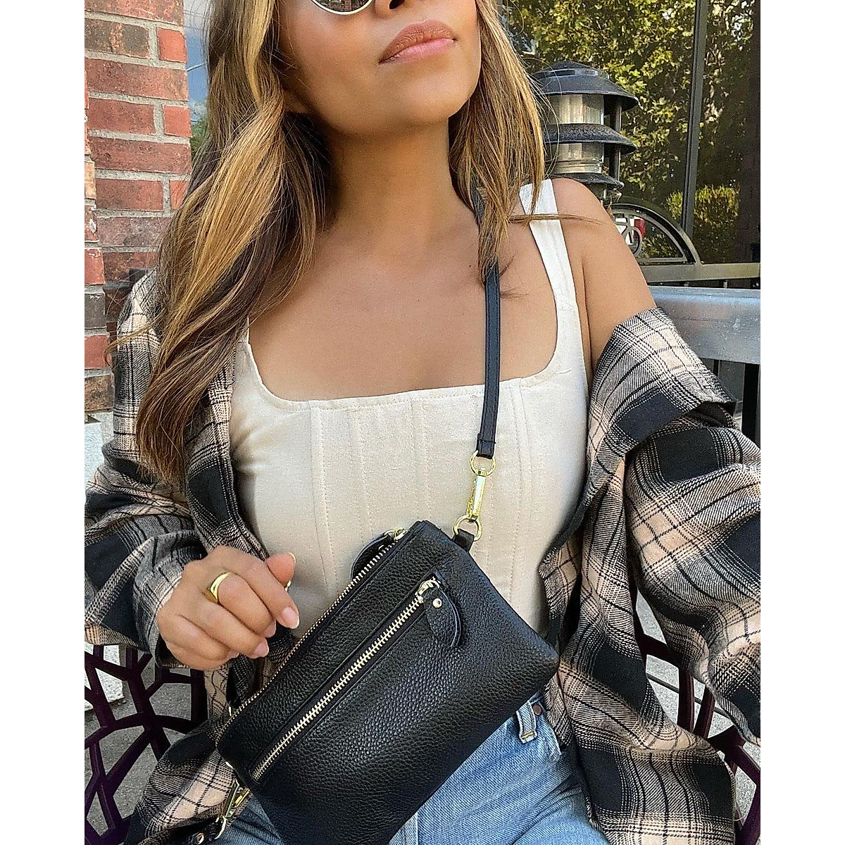 YALUXE Genuine Leather Wristlet Handbags Purses Clutch Pouch Wallet Crossbody Bags for Women