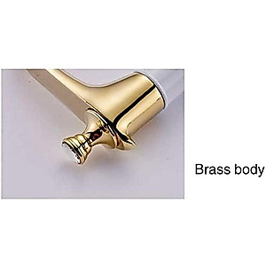 Kitchen Taps Faucet Basin Faucets Brass Golden Double Handle Sink Faucet Luxury 3 Holes Bathroom Basin Bathtub Taps Hot Cold Water Mixer