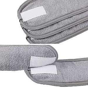Afahok 2 Pcs Spa Facial Headband, Soft Adjustable Face Wash Headband with Magic Tape Terry, Cloth Stretch Make Up Wrap for Face Washing, Shower, Facial Mask, Yoga Grey