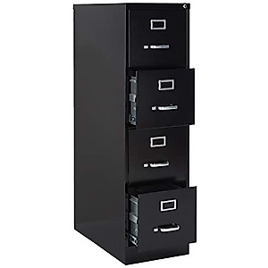 Lorell LLR60191 4-Drawer Vertical File with Lock, 15" x 26-1/2" x 52", Black