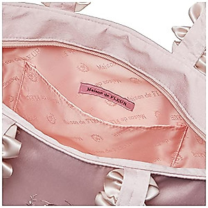 Maison de FLEUR(メゾン ド フルール) Cherry Blossom Motif Ruffled Hand Tote Petite Bag, Safety Pink