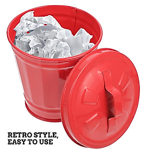 Amosfun Counter Trash Can Car Trash Can with Lid, Desktop Garbage Bin Tabletop Trash Can Home Office Galvanized Mini Trash Can