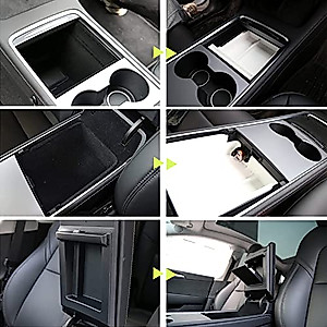 NITOYO 3PCS Upgraded WHITE Center Console Organizer Tray Compatible with Tesla Model 3/Y, Armrest Organizer Tray, Armrest Hidden Cubby Drawer Storage Box 2021-2023 Model 3/Y (3 IN 1)