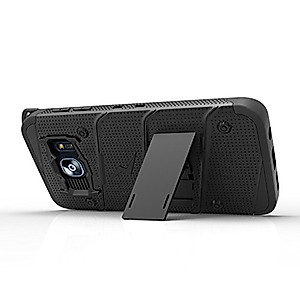ZIZO Bolt Series Samsung Galaxy S7 Edge Case Military Grade Drop Tested with Tempered Glass Screen Protector Holster Black