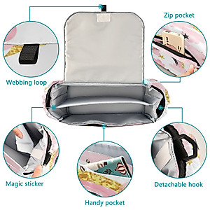 Sinestour Rainbows Clouds Star Stroller Organizer with Cup Holder Universal Stroller Organizer Bag Detachable Shoulder Strap Stroller Accessories for Diaper Keys Phone Toys Fit All Baby Stroller