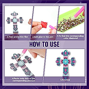 Inbagi 15 Pcs Easter Diamond Keychains Easter 5D Diamond Painting Key Chains Cross Diamond Art Keychains Pendant Diamond Painting Key Rings DIY Diamond Ornament Decoration