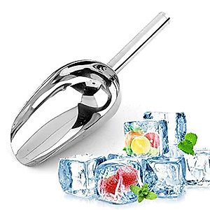 Stainless Steel Ice Scoop, 3 Ounces Round Bottom Bar Ice Flour Utility Scoop 9.6 Inch Metal Food Scoop Small Metal Food Candy Scoop for Kitchen Bar Party Wedding for Ice Cubes Beans Dog Food