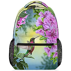 YPPAHHHH School Laptop Backpack Flower Bird Hummingbird for Girls Kids Boys Spring Flroal Lightweight Bookbag Elementary College Travel Hiking Daypack Backpacks for Women Men