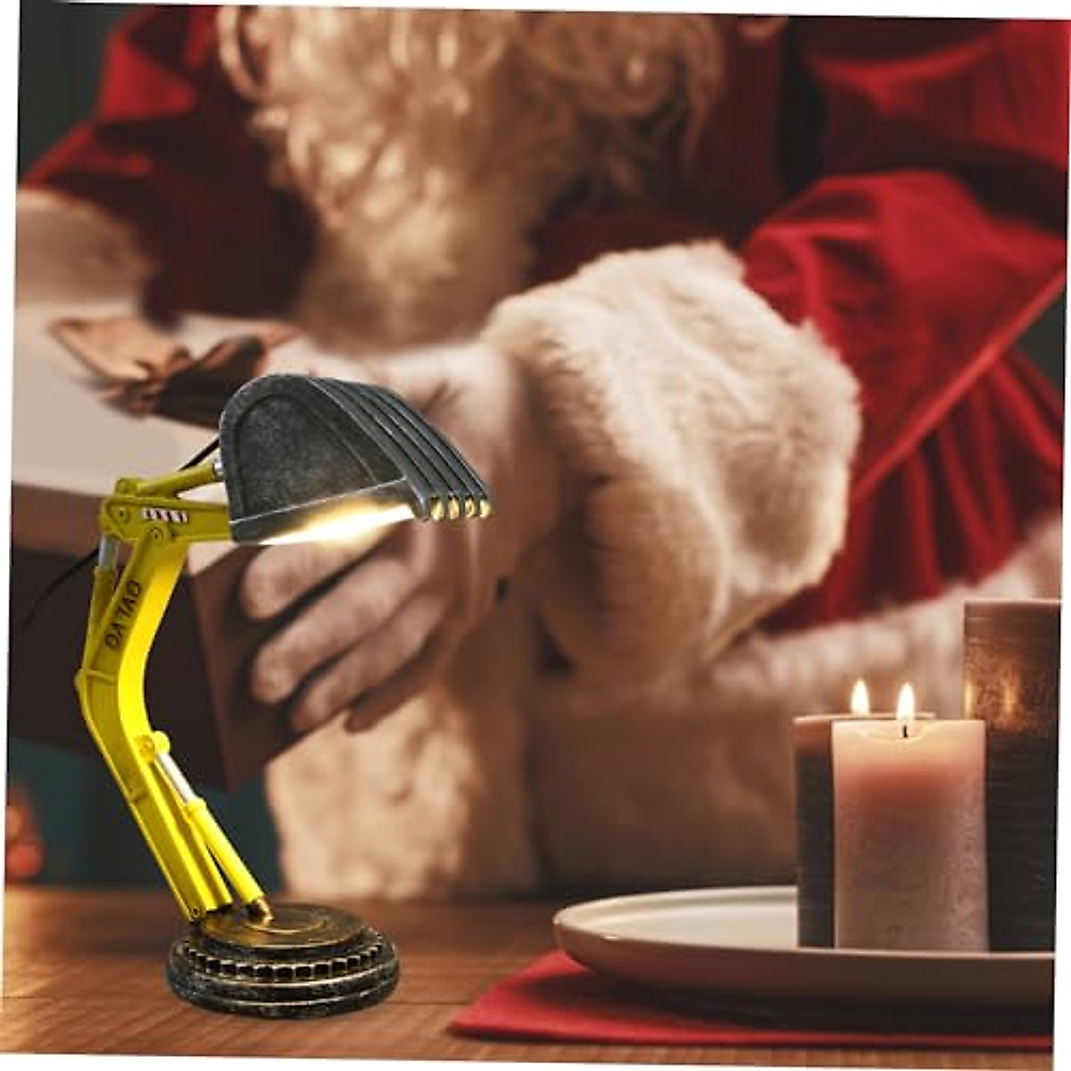 Baluue Excavator Table Lamp, Unique Night Light Excavator Shaped Industrial Design Led Light with Charging Cable Bedroom Night Light Excavator Model Night Lamp for Boys Desktop Decor