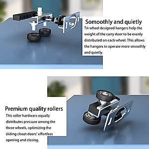 JUBEST 4FT Heavy Duty Bypass Door Hardware with Finger Pulls,Sturdy Aluminum Sliding Closet Door Track for 2 door System,Quietly and Smoothly,Fit Door Thickness 1 3/8" or 1 3/4",Easy to Install, Black