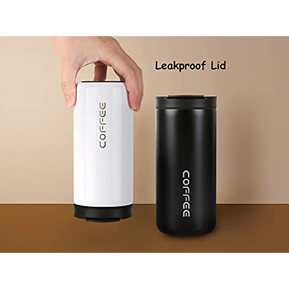 Wulisan Travel Mug Coffee Hot Travel Mug Vacuum Insulated Coffee Mug with Leak Proof Screw Lid Coffee Cup Keep Warm or Cold for Coffee or Tea Drinks 13.5oz/400ml(Black)