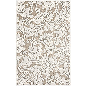 SAFAVIEH Amherst Collection 4' x 6' Wheat / Beige AMT425S Floral Non-Shedding Living Room Bedroom Accent Rug