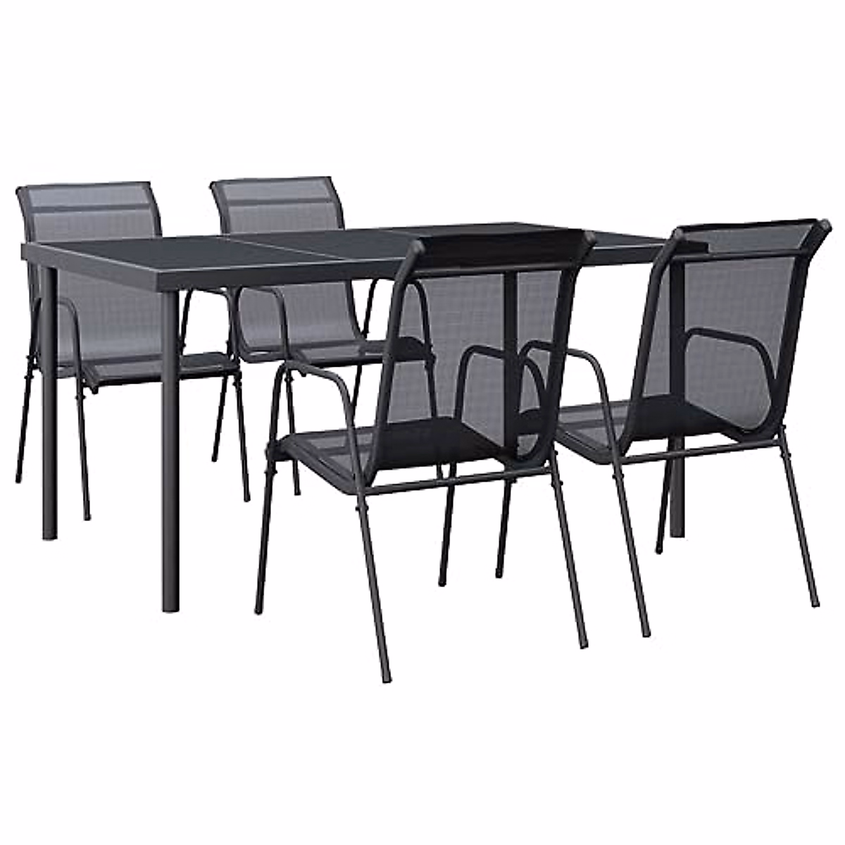 WFAUIBR Dining Set 5 Piece Patio ，Full Set of Family Gathering Tables，Lounge Set ，for Balcony, Restaurant, Kitchen, Terrace, Porch, Backyard，5 Piece 59.1"