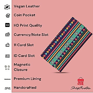 ShopMantra Women's Triangular Art Pattern Faux Leather Printed Wallet | Wallet for Women | Ladies Purse | Clutch | Multiple Card Holder Organizer and Phone Pocket Zip Wallet.