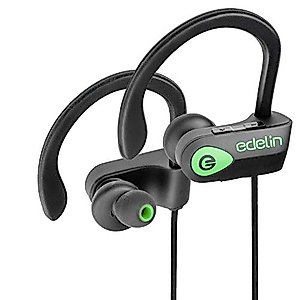 Edelin Bluetooth Headphones - Wireless Earbuds with Mic HD Stereo Noise Cancelling Waterproof IPX7 for Sport Running Gym - Earphones Compatible iPhone 8 X Samsung Galaxy S9 Android iOS - Headset