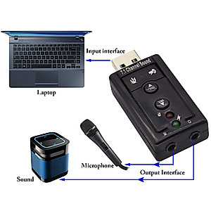 zdyCGTime Hi-Speed USB 2.0 7.1-Channel Virtual USB 3D Stereo Audio Adapter External Sound Card with 3.5 mm Audio and Microphone Ports, Internal Amplifier and Volume Controls