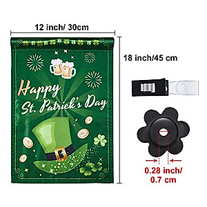 Chuangdi Happy St Patricks Day Garden Flag Spring Double Sided Saint Patty's Day Flag House Yard Shamrocks Flag for Terraces Porches Yards Holiday Decor Gifts (12 x 18 Inch)