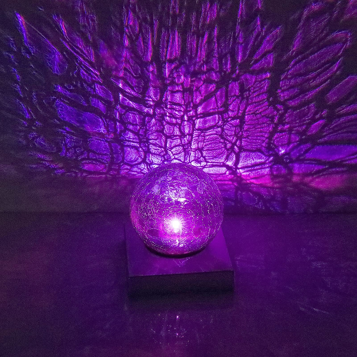 4 Solar Post Cap Lights Outdoor 2-in-1 Landscape Garden Ball Lights Cracked Glass Globe Lights Waterproof 5x5 In-Ground Spike Light for Posts Garden Yard Patio Pathway Deck Decor (Multi-Colors)