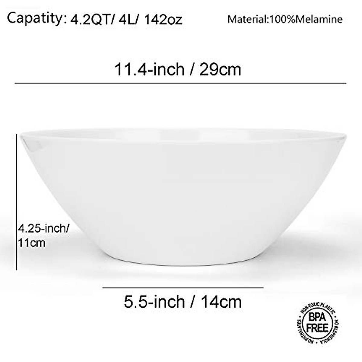 KOXIN-KARLU 11.5-inch Melamine Mixing and Serving Bowls | set of 2 White Color