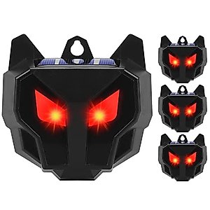 4 Pack Solar Animal Repeller Outdoor with Red LED Lights, Night Guard Animal Predator Repellent for Scares Raccoon Skunk Coyote Deer Repellent for Yard Chicken Coop Garden Farm Protection