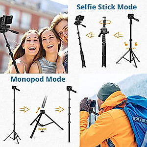 UBeesize 67" Extendable Phone Tripod, Detachable Cell Phone Tripod for Live Stream, Video Recording, Photography, Compatible with Cellphones/Camera/Projector/GoPro/Ring Light