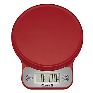 Escali Telero Digital Food Scale, Multi-Functional Kitchen Scale, Precise Weight Measuring and Portion Control, 7.62 x 6.1 x 1.28 inches, Red (T136)
